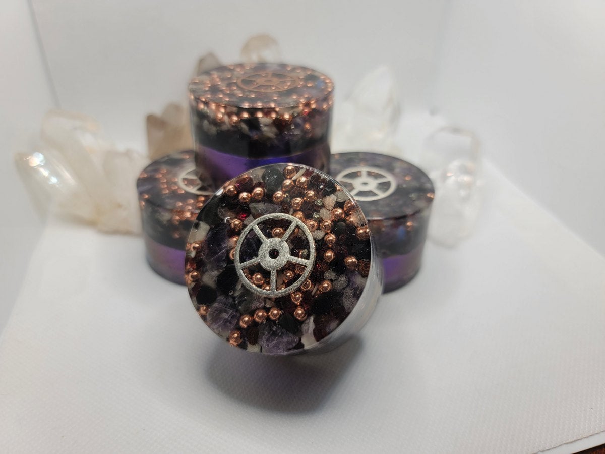 Kryon Inspired Lemurian Teaching Wheel Purple Orgonite Puck Tachyon ...