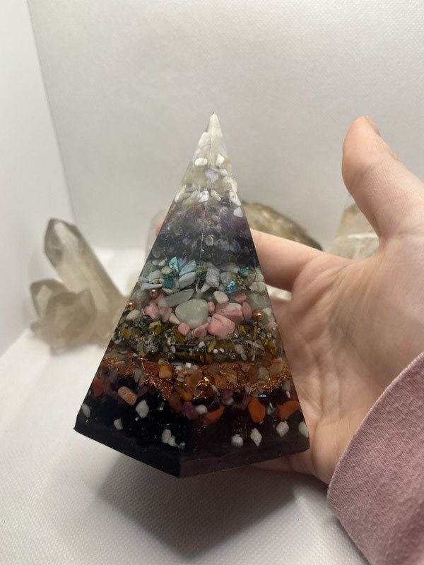 Large Tall Pentagonal Orgonite All Chakra Balancing Pyramid | Phoenix Healing Creations ...